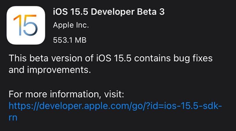 Apple presentó iOS y iPadOS 15.5 Beta 3 para desarrolladores - ES Atsit
