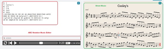 Generador gratuito de partituras para generar música usando texto sin formato: abcdjs - ES Atsit