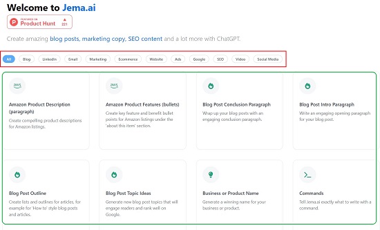 Alternativa gratuita de Jasper.ai para generar contenido de IA para cualquier cosa: Jema.ai - ES ...
