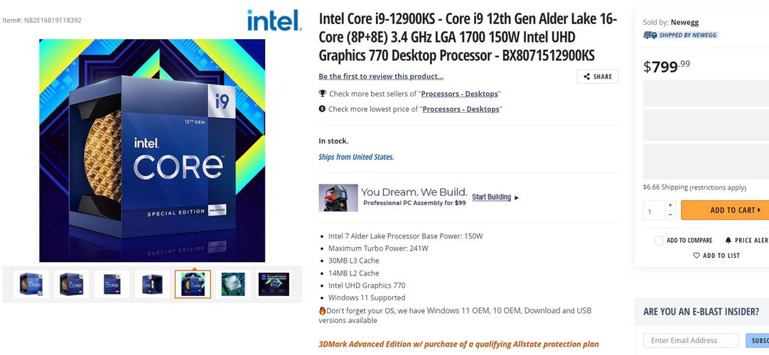 Le processeur Intel Core i9-12900KS 5,5 GHz Alder Lake est désormais disponible sur Newegg pour ...