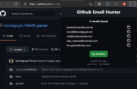 Pencari Alamat Email Gratis untuk Pengguna GitHub dan Halaman ...