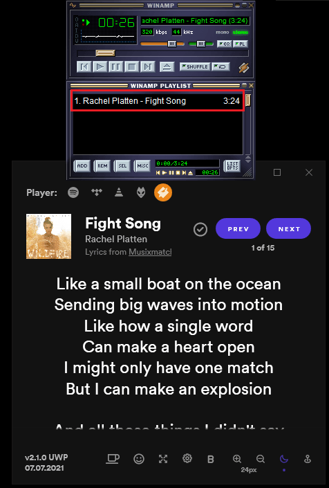 Spotify、Tidal、VLC、Winamp用の無料歌詞ファインダー:Versefy - JA Atsit