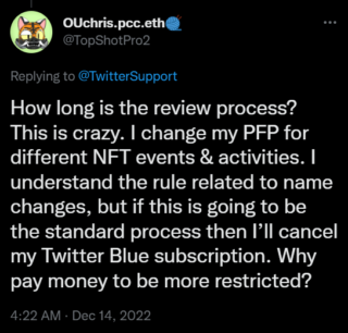 PSA: Endring av"NFT-profilbilde"vil også oppheve Twitter Blue-merket - All Things IT