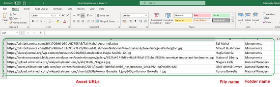Gratis programvare for bulknedlasting av filer ved hjelp av Excel, Angi egendefinert navn ...
