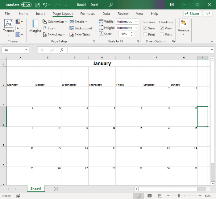 วิธีสร้างปฏิทินใน Microsoft Excel - TH Atsit